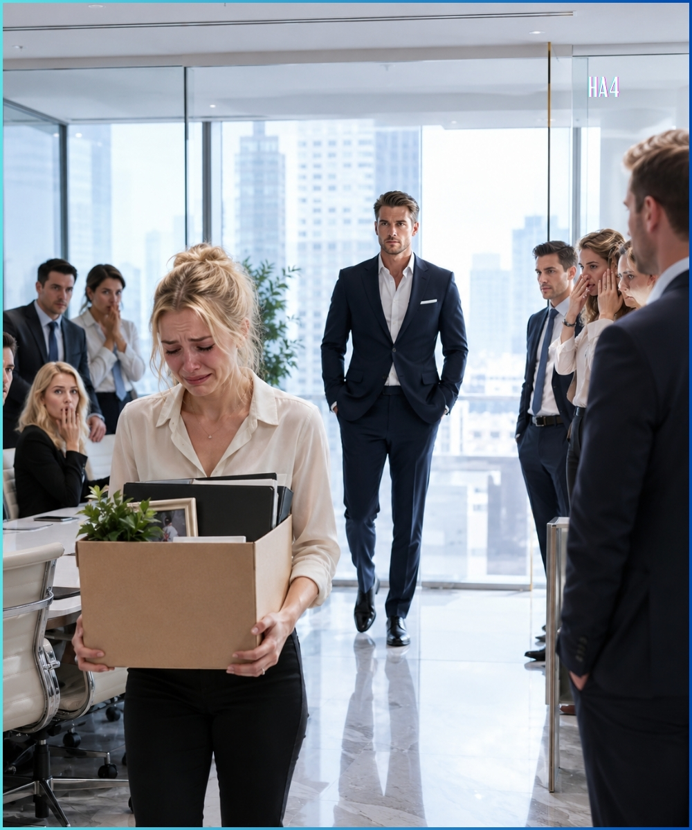 they fired her in front of everyone and made her carry a cardboard box ...